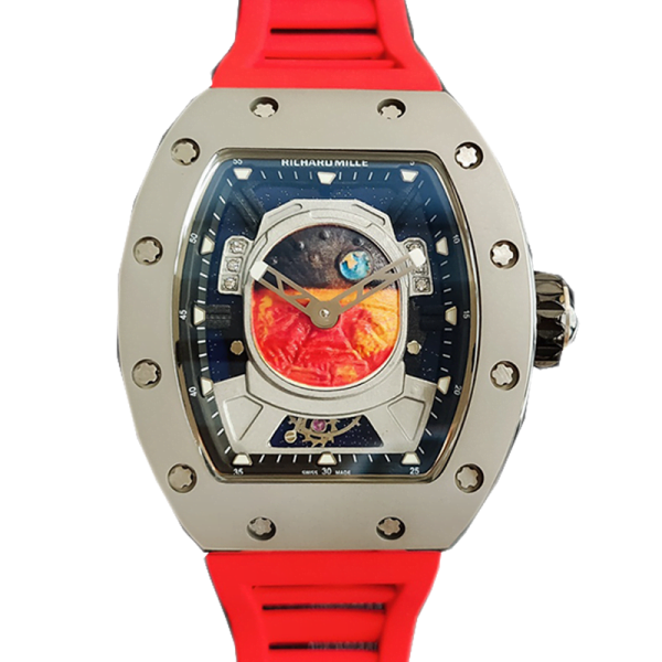 Richard Mille RM52-05 Men Mechanical Mars Earth Dial Rubber Band ...