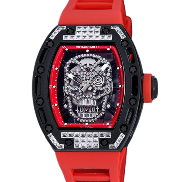 Richard Mille RM 052 Men Automatic Stainless Steel Rubber Band Diamonds ...