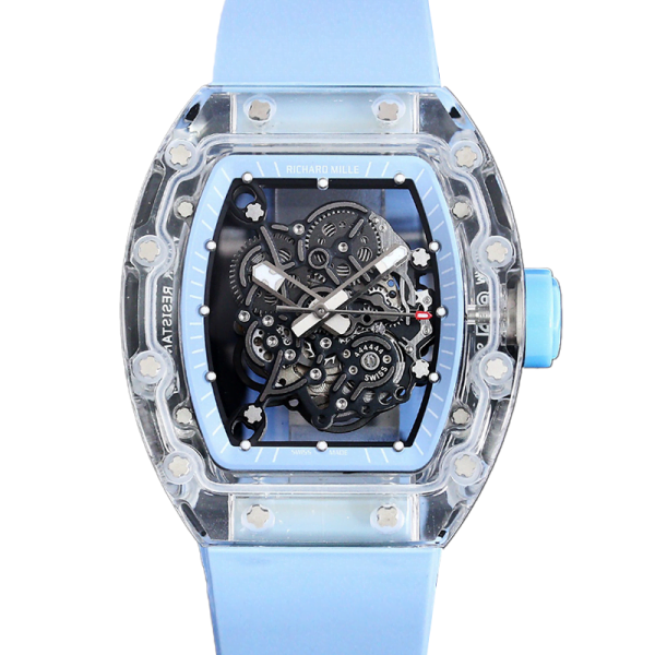 Richard Mille RM 055 Men Automatic Acrylic Transparent Dial Rubber Band ...