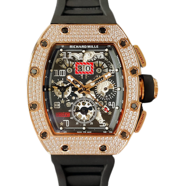 Richard Mille RM011 Mechanical Men Watch Rubber Band Diamond Bezel ...