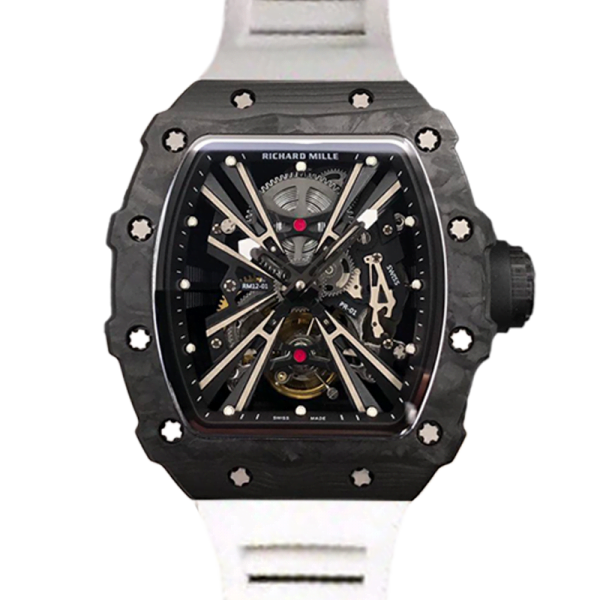 Richard Mille RM12-01 Mechanical Men Rubber Band Carbon Fiber ...