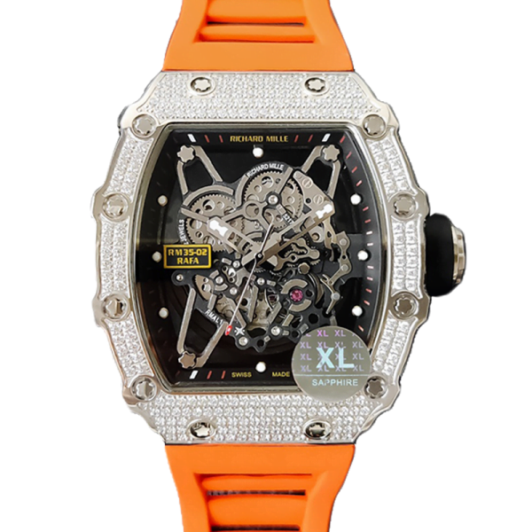 Richard Mille RM35-02 Men Mechanical Watch Rubber Band Diamond Bezel ...