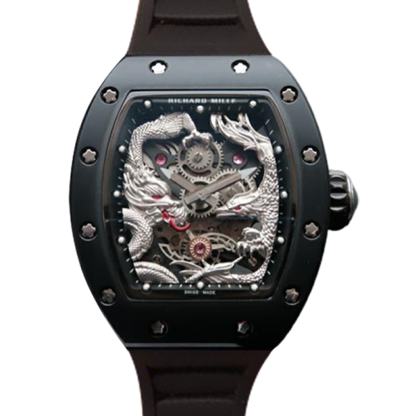 Richard Mille RM57-01 Men Mechanical Rubber Band Silver Dragon and ...